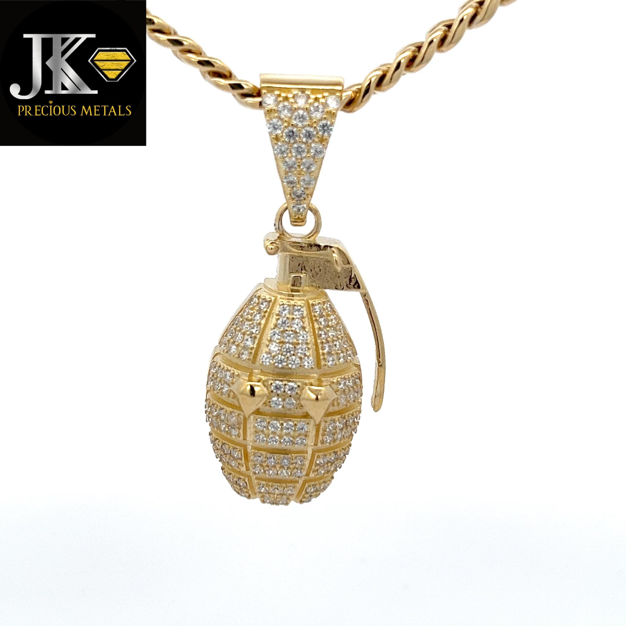 9ct Gold Stone Set Grenade Pendant | JK Precious Metals